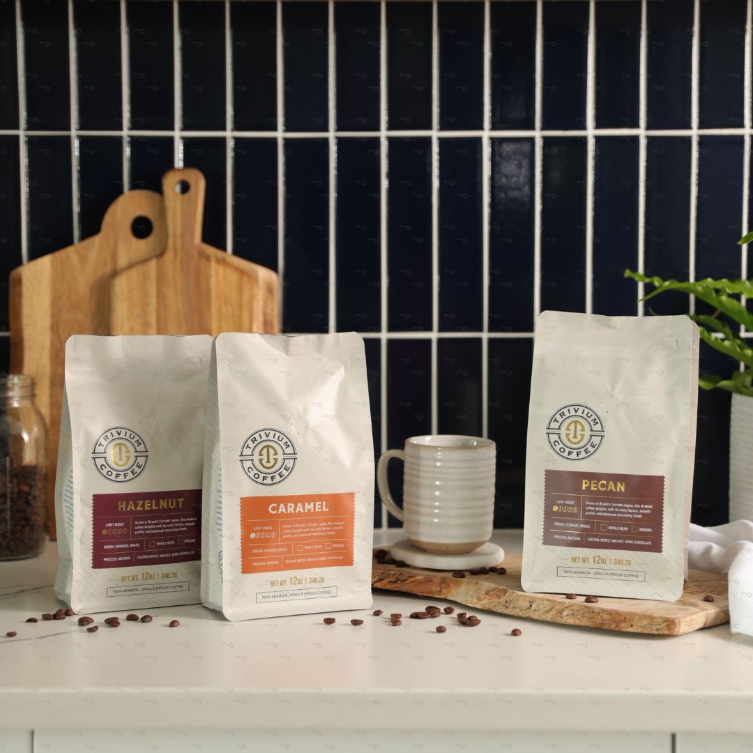 Flavored Coffee Collection - Hazelnut, Pecan & Caramel | Trivium Coffee